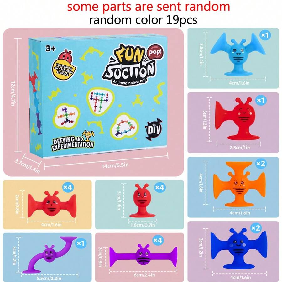 19pcs Random Color Suction Toys Bath Toy Set,Slicone Sucker Toys For ...