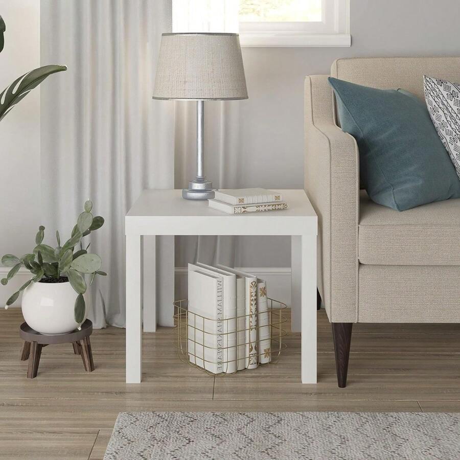 White End Table, Narrow Side Table For Small Spaces, Sofa Couch Table ...