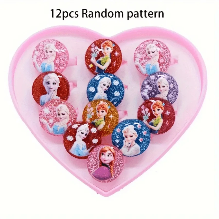 AOGER 12pcs Disney Frozen Elsa Anna Princess Ring Acrylic Minnie Mouse ...