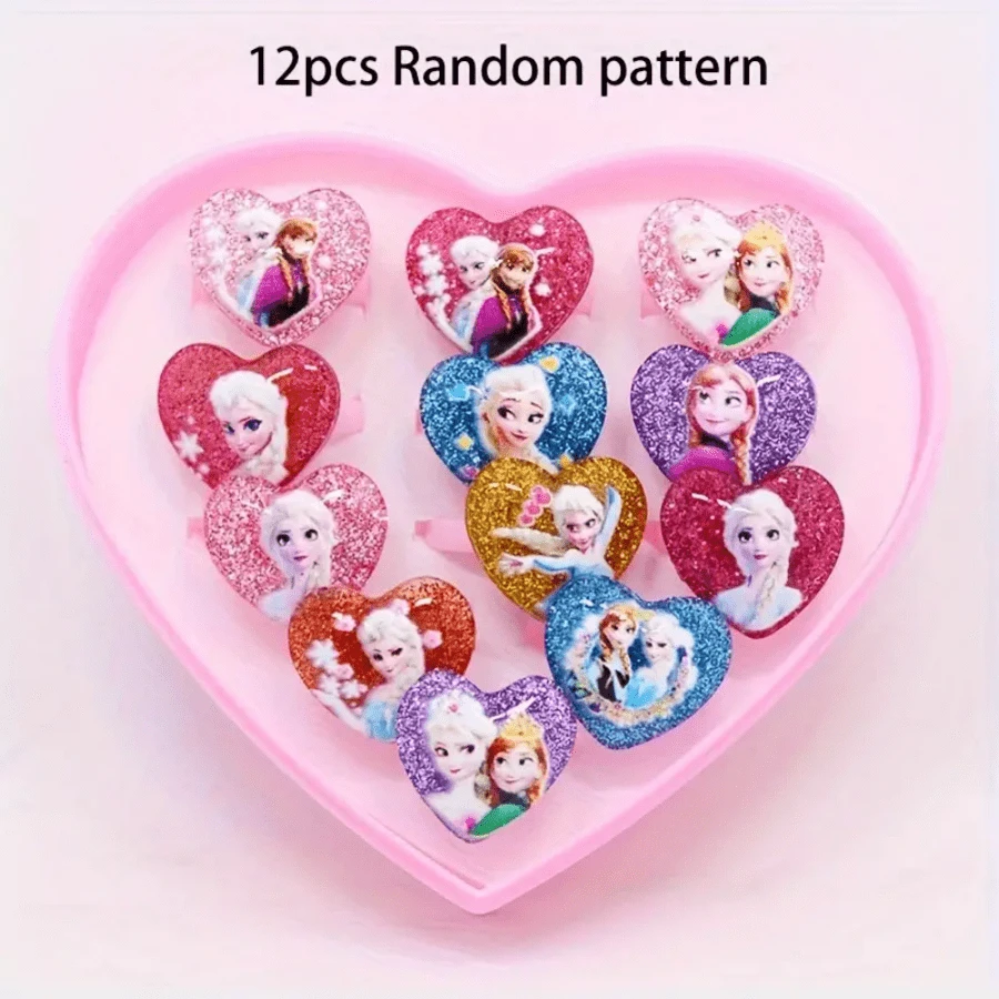 AOGER 12pcs Disney Frozen Elsa Anna Princess Ring Acrylic Minnie Mouse ...