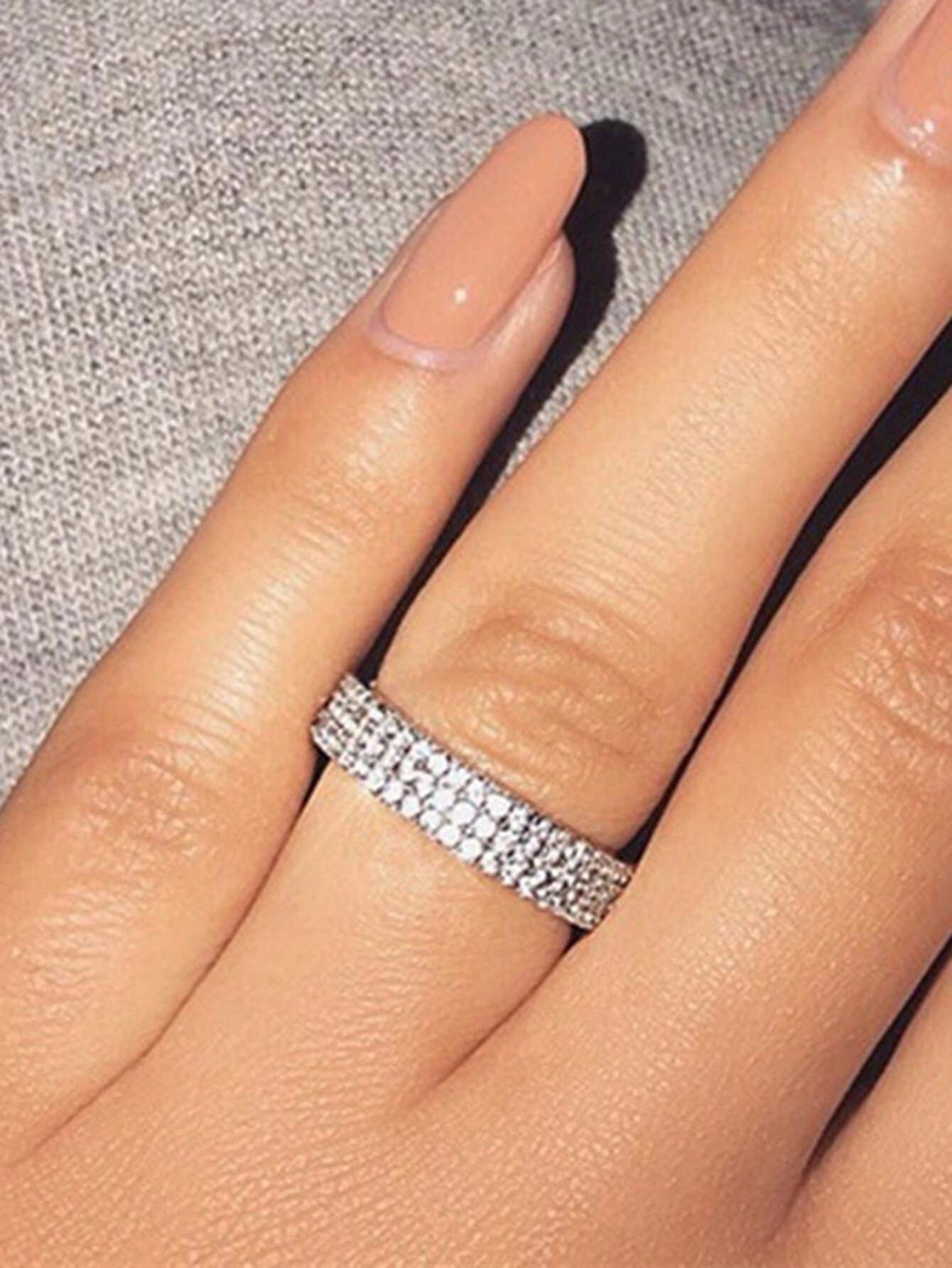 1 PC Simple S925 Sterling Silver Cubic Zirconia Rings Wedding Jewelry ...