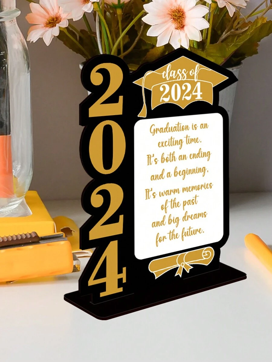 1pc-2024 Graduation Wooden Desk Sign, Graduation Gift Table Decoration ...