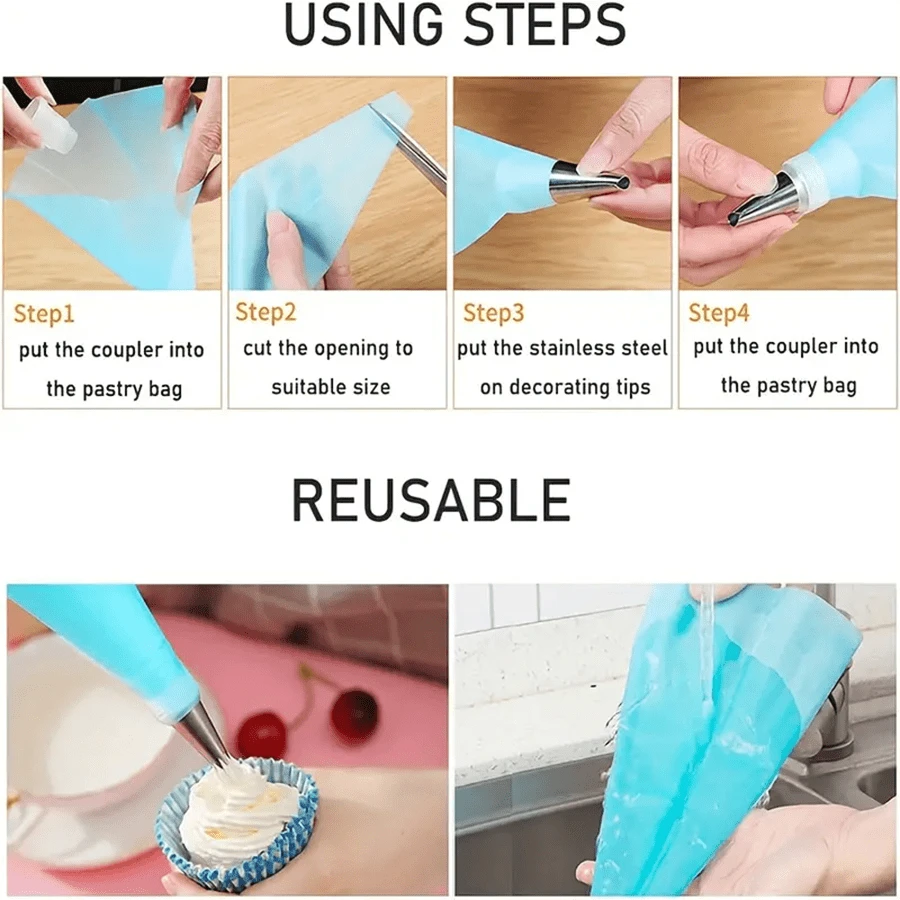 14pcs Complete Cake Decorating Kit With Silicone Pastry Bag, Icing ...