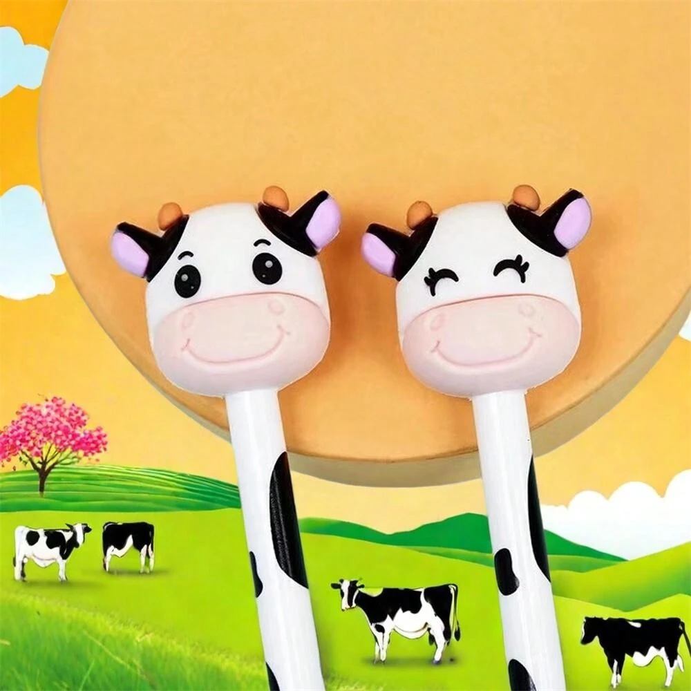 Novelty Cow Pens Retractable Animal Gel Pen Cartoon Milk Cow Pens 0.5mm ...
