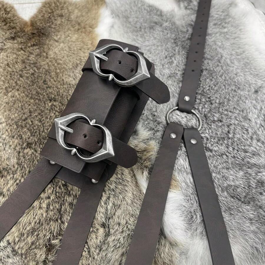 Medieval Faux Leather Double Back Sword Frog, Mercenary Adjustable ...