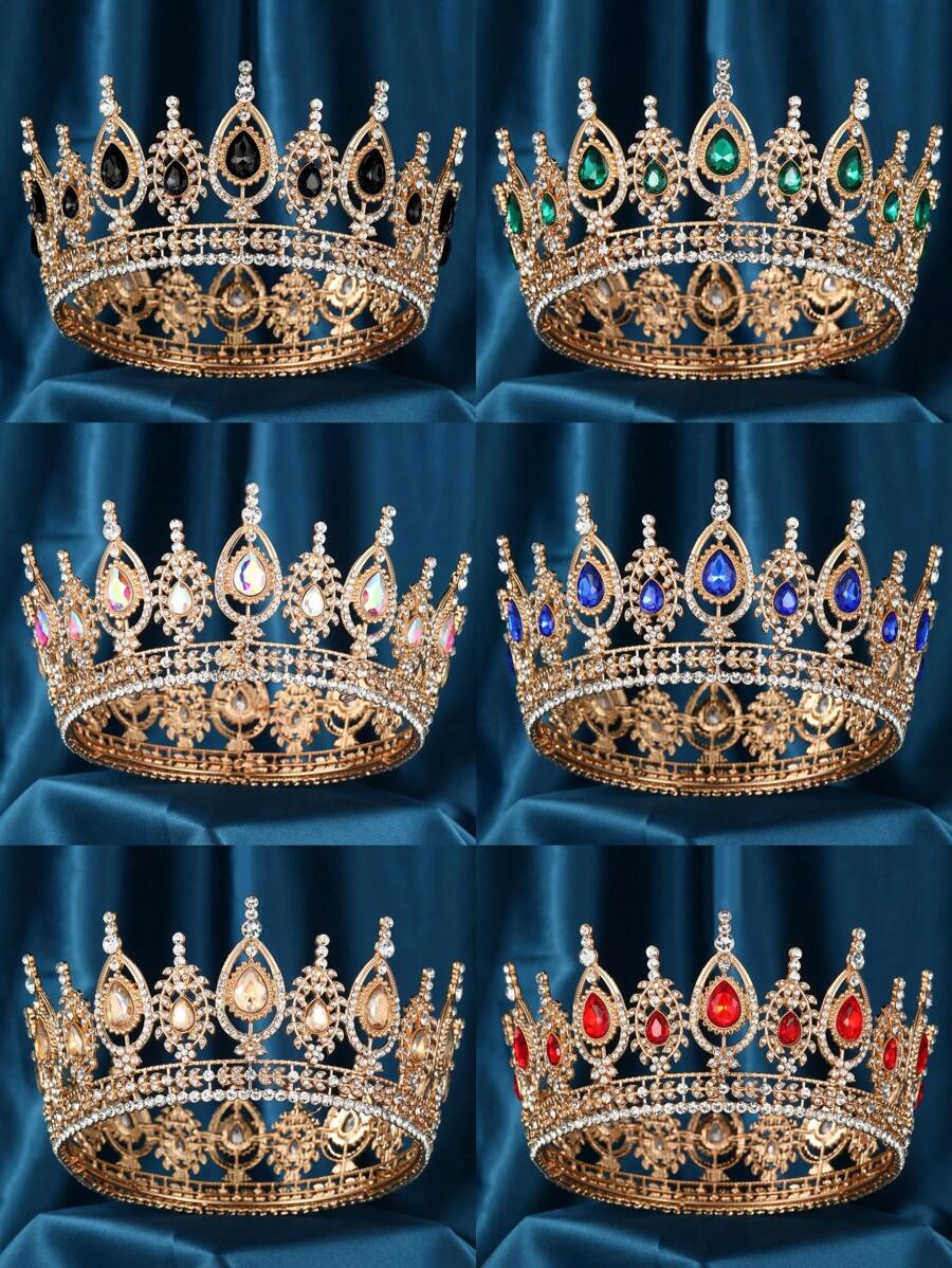 Royal Queen Crown Wedding Tiara For Bride Rhinestone Tiaras And Crowns ...