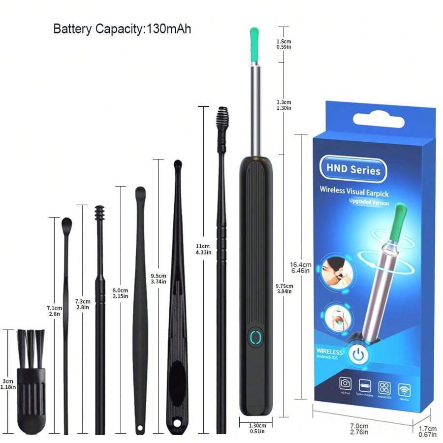 1Set NATFIRE Wireless Earwax Remover Kit Silicone Spiral Ear Spoon ...