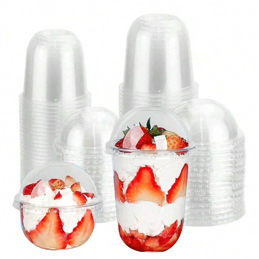 50 Sets Cupcake Cups With Lids, Suitable For Party Dessert Container ...