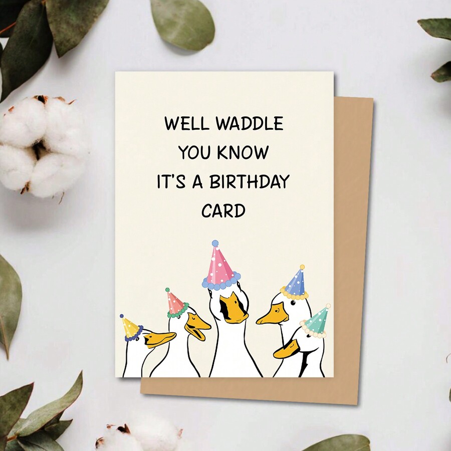 1pc, Funny Duck Birthday Card For Him Her, Cute Duck Pun Birthday Card ...