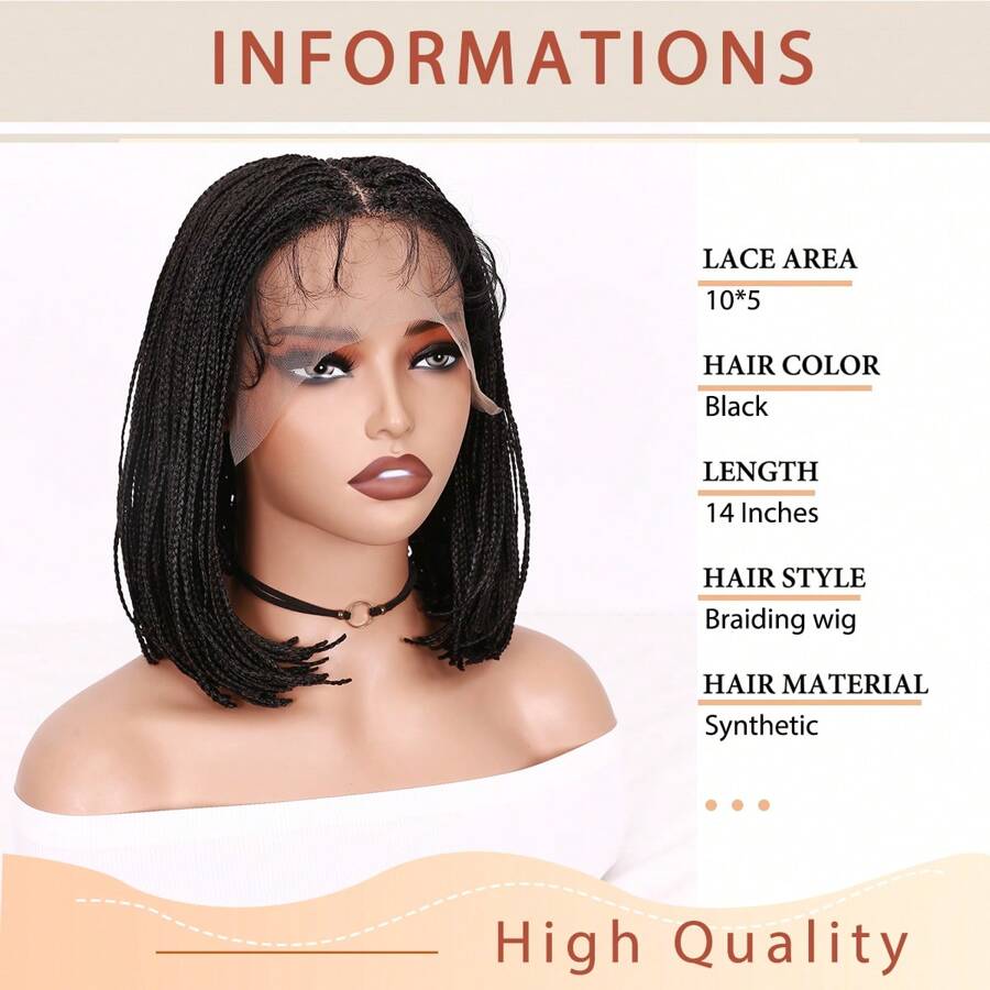 Lace Front Wig 12 Inch Short Box Braided Lace Front Wigs Full Braids ...