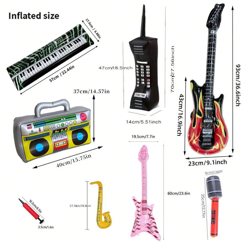 Conjunto Inflável de 6 Peças de Instrumentos Musicais (com bomba de ar ...
