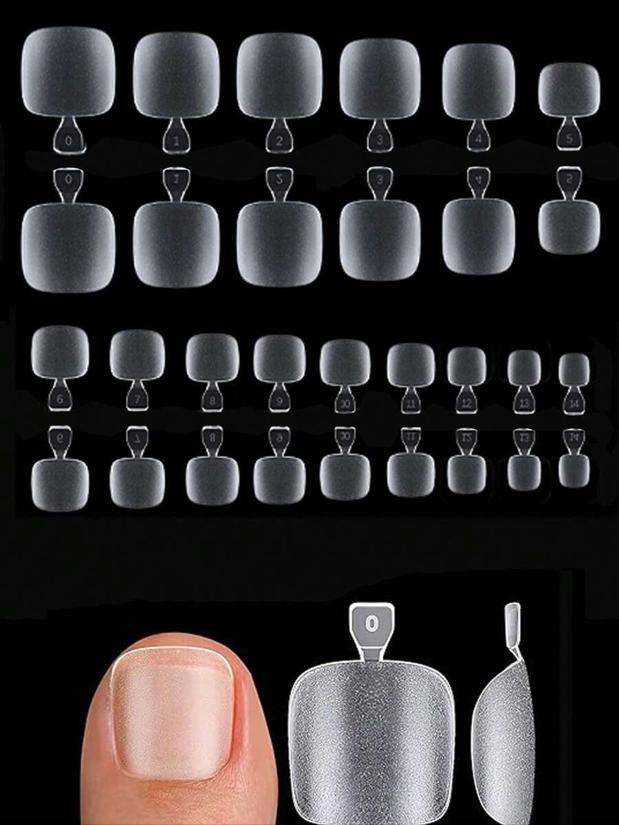 Clear Press On Toenails With Nail Glue Kit, No File Matte Gel Toe Nail ...