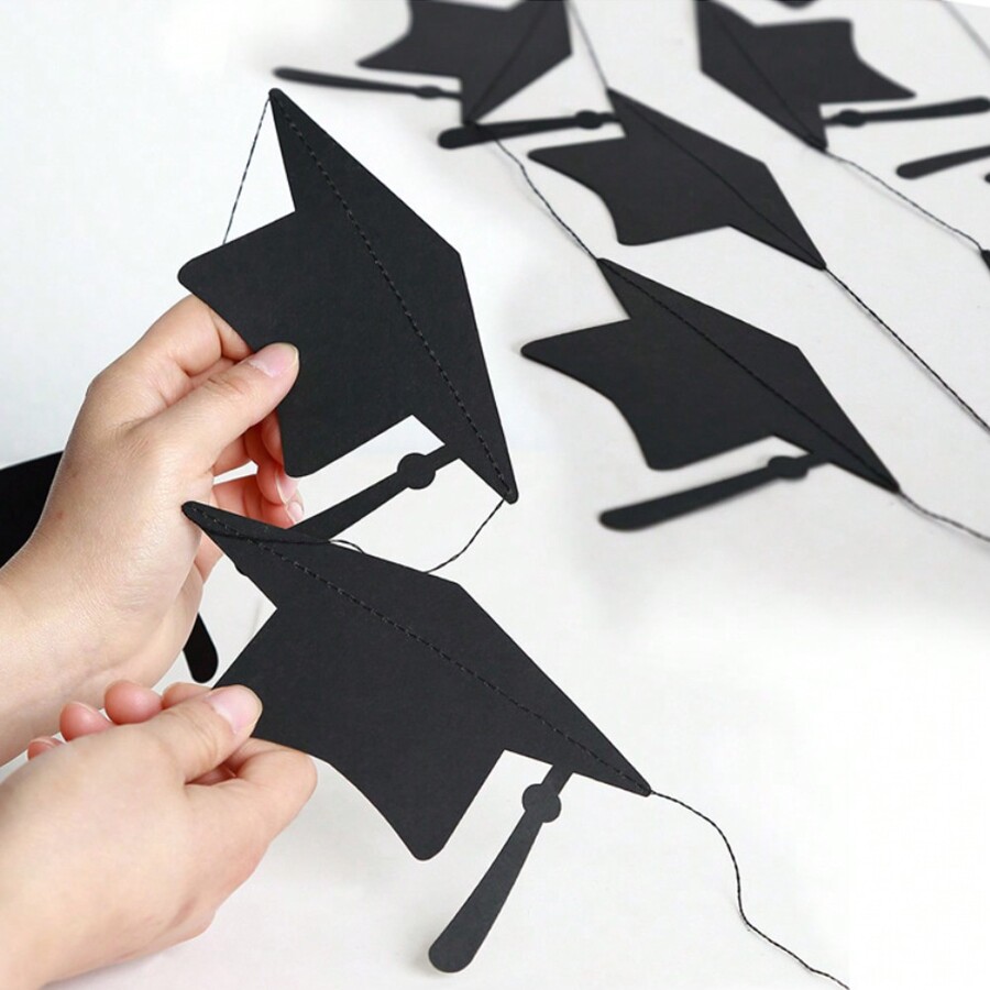 Black Glitter Graduation Cap Banner, Graduation Banner Decorations ...