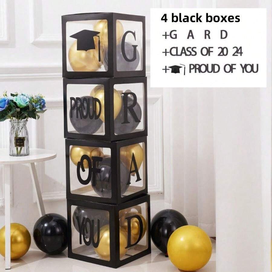 2024 Graduations Decorations Black Or Gold Grad Boxes With New 2024 ...