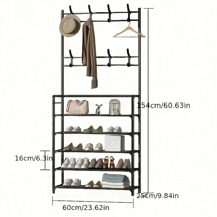 Entryway Coat Rack, 23.62 Inch Wide Hallway Shoe Rack, Standalone Coat ...