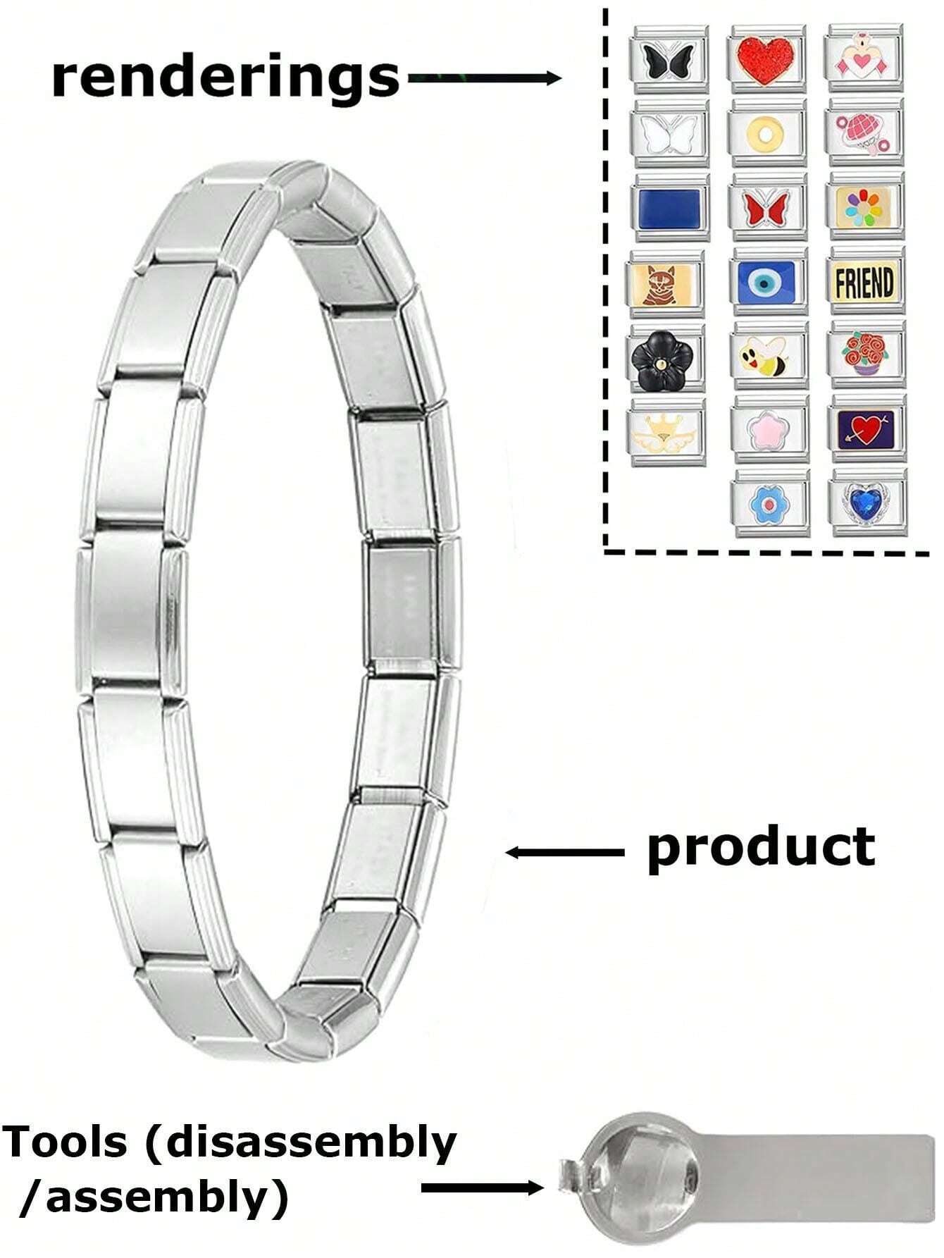 New Italian Modular Bracelet Set, Entry-Level Glossy Bracelet And Tools ...