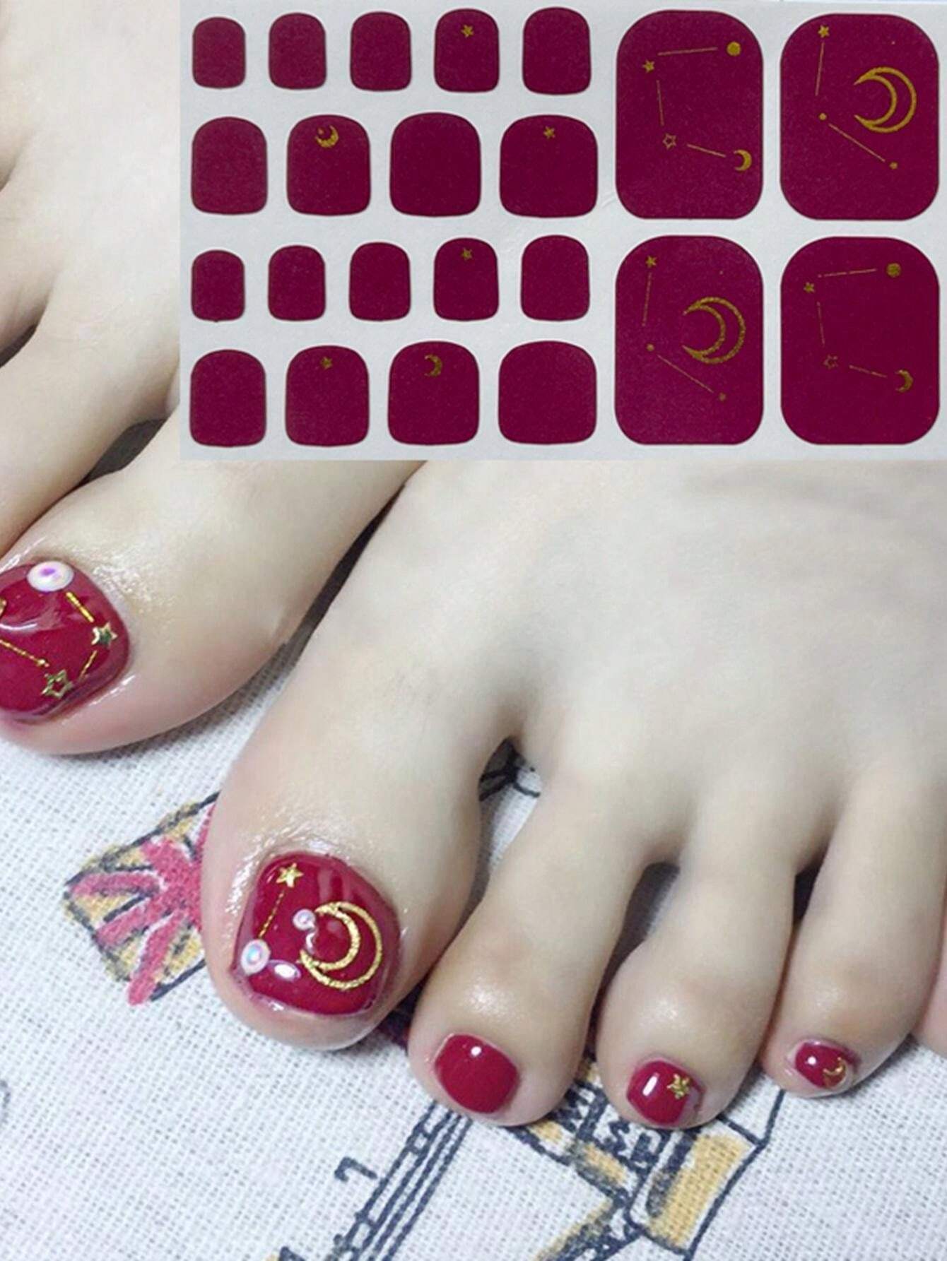 1 Sheet Cute Toenail Art Stickers With Solid Color, Dopamine Effect ...