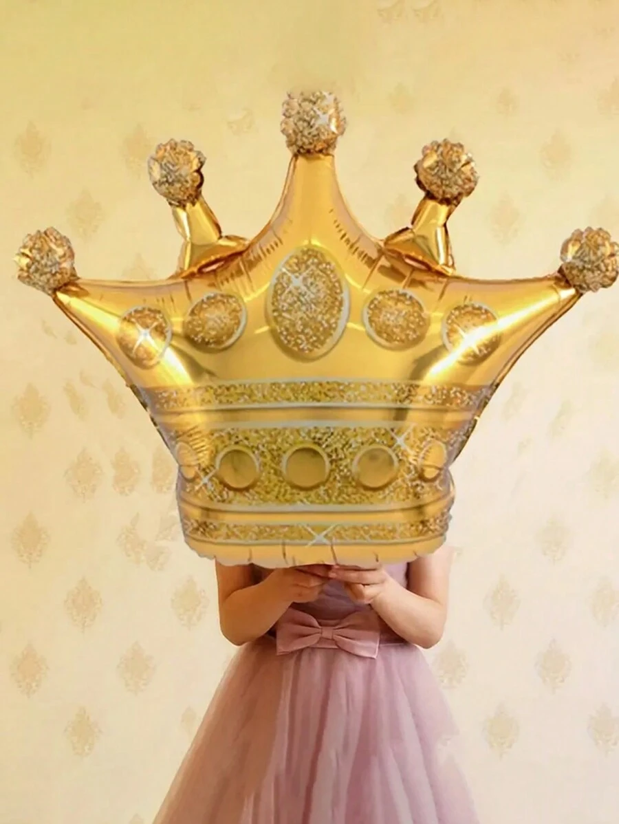 3pcs, Crown Balloon Golden Foil, Crown Shaped Balloon ...