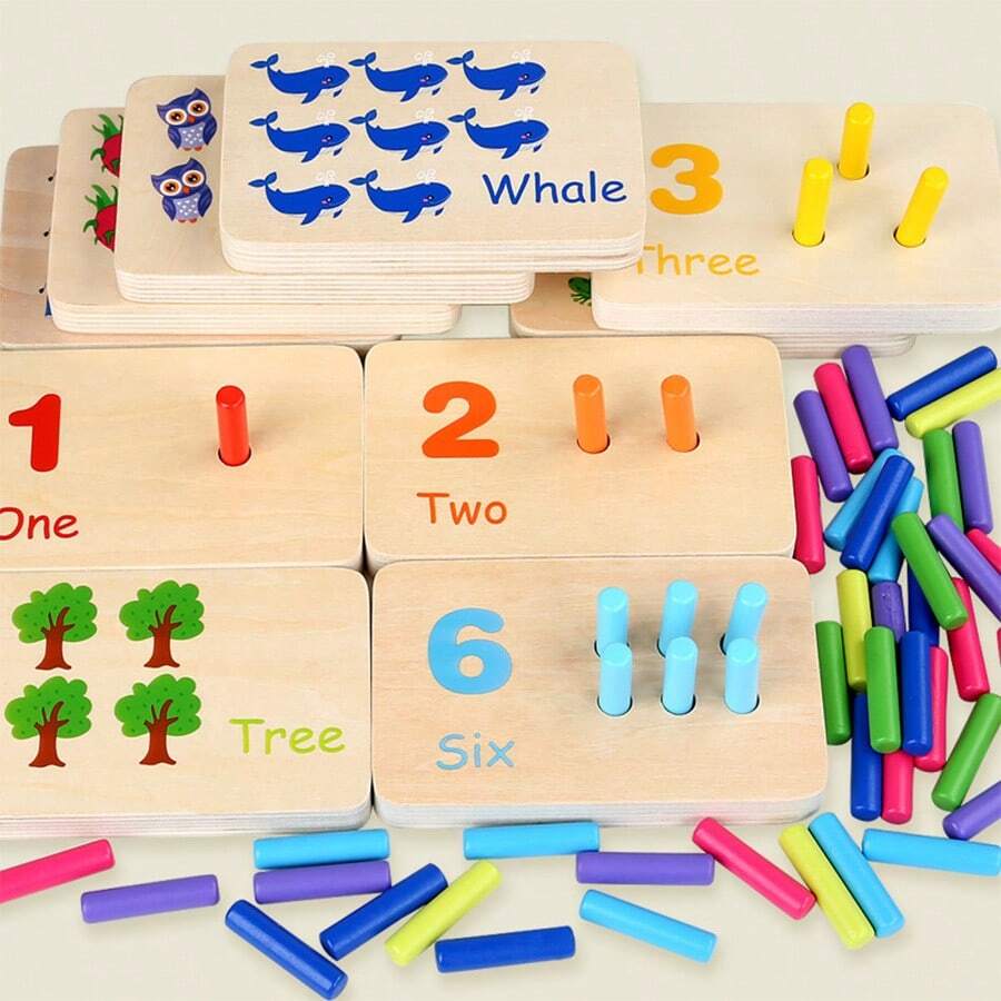 Montessori Counting Pegboard, Preschool Wooden Math Manipulation ...
