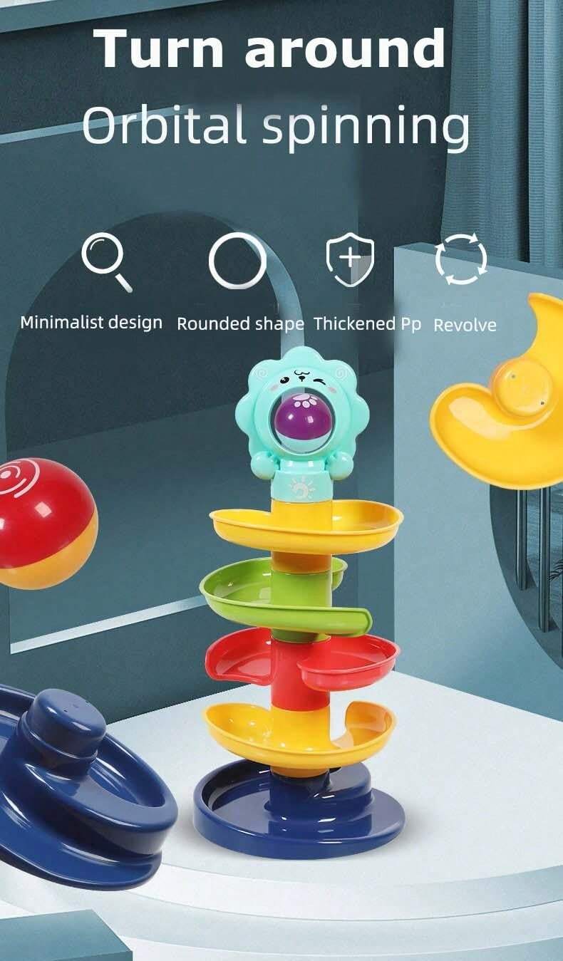 A Set Of Children Sliding Tower With Ramps, Marbles And Rolling Balls ...