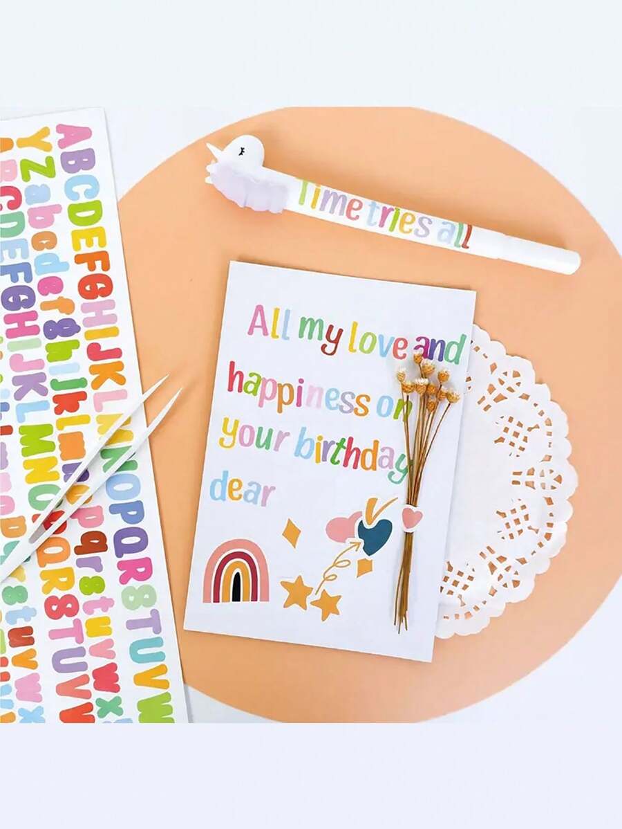10 Colorful Cartoon English Letter Numbered Decorative Stickers, 26 ...