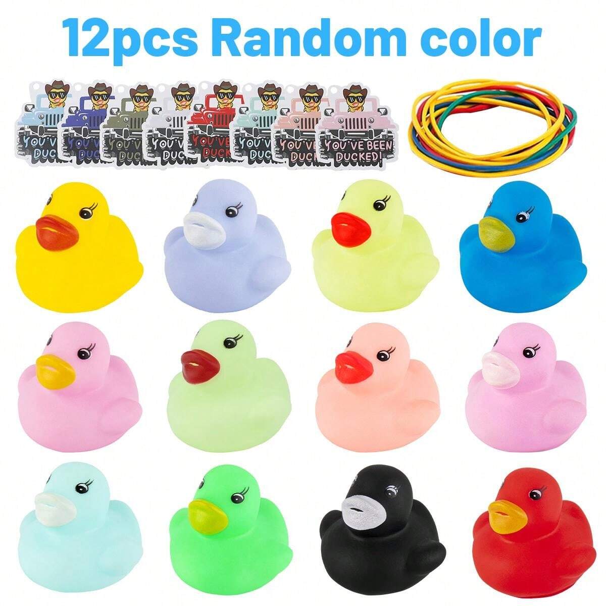 12sets Mini Rubber Ducks With 12 Cards 12 Rubber Bands, Rubber Ducks ...