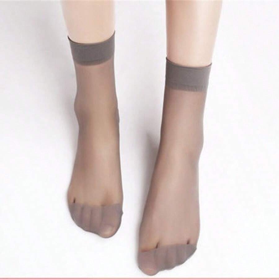 10 Pairs Of Ultra-Thin Ice Silk Toe-Reinforced Transparent Stockings ...