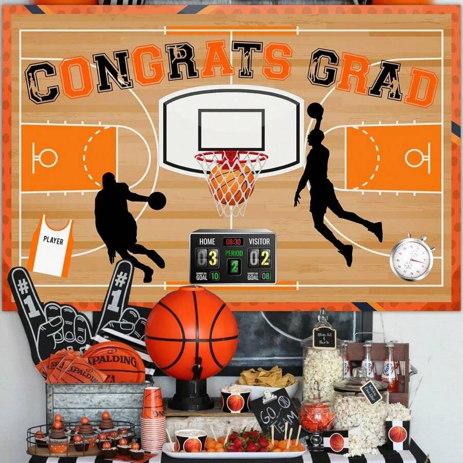 1pc Basketball Graduation Party Backdrop, 2024 Senior Night Basketball ...