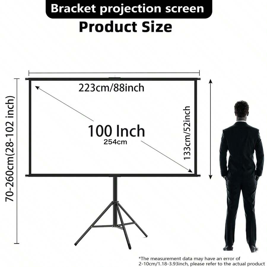 100 Inch Projection Screen Single Tripod Stand, Foldable & Washable ...