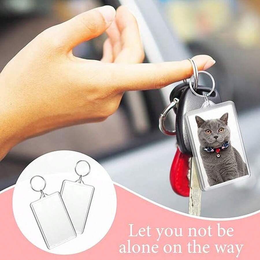 40pcs Clear Rectangle Acrylic Frame Keychain, Insert Blank Rectangular ...