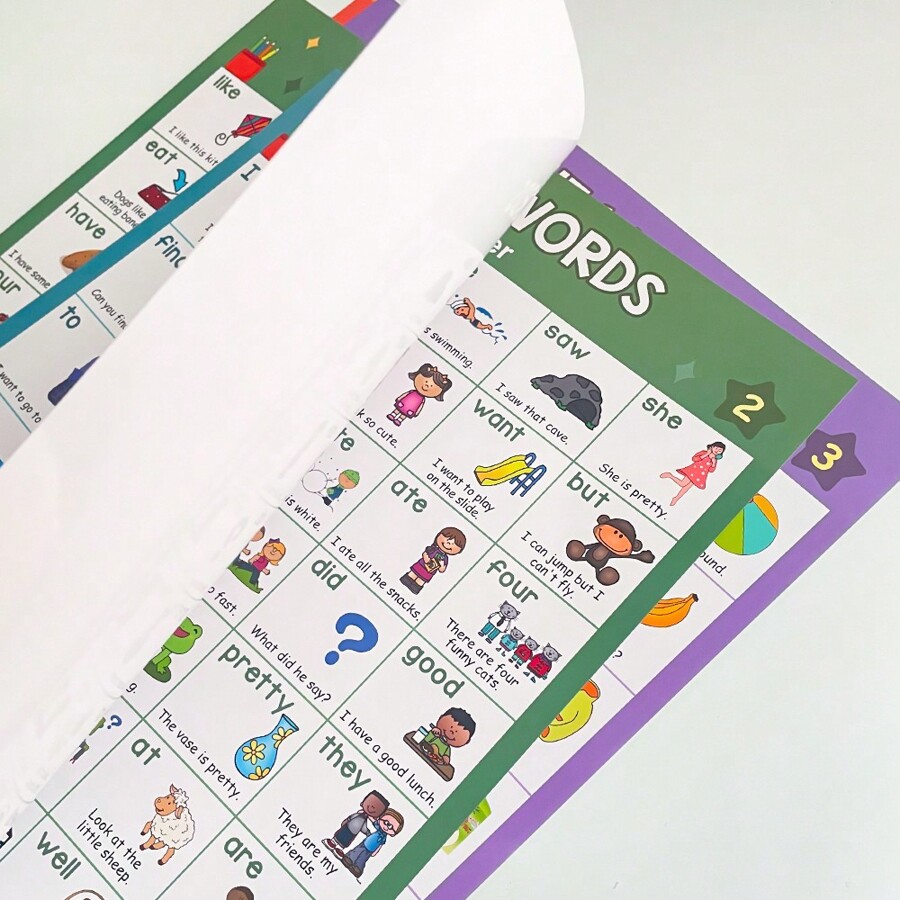 6 Sheets 220 Sight Words Poster A3 Extra Large Educational Posters And ...