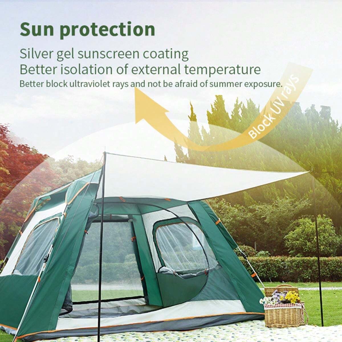 Multi-Person Outdoor Tent, Accommodates 4-6 People, Automatic Instant ...