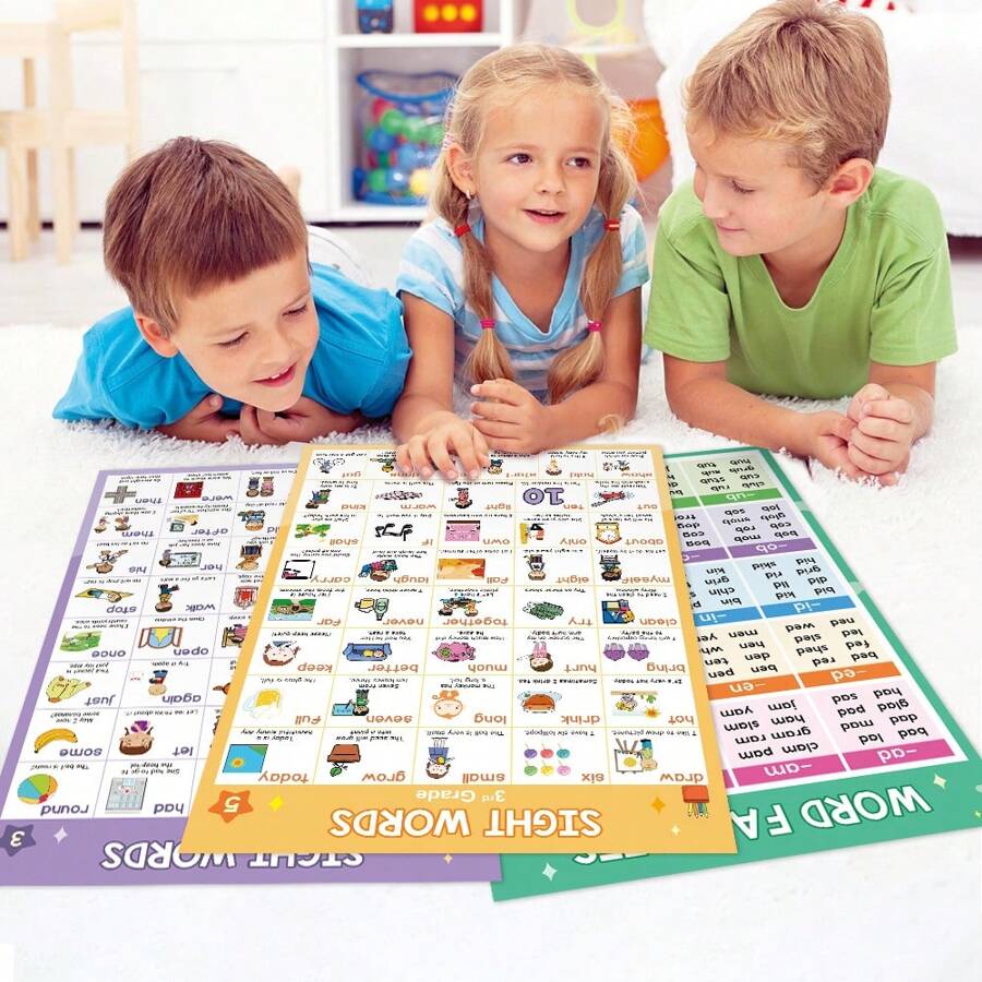 6 Sheets 220 Sight Words Poster A3 Extra Large Educational Posters And ...