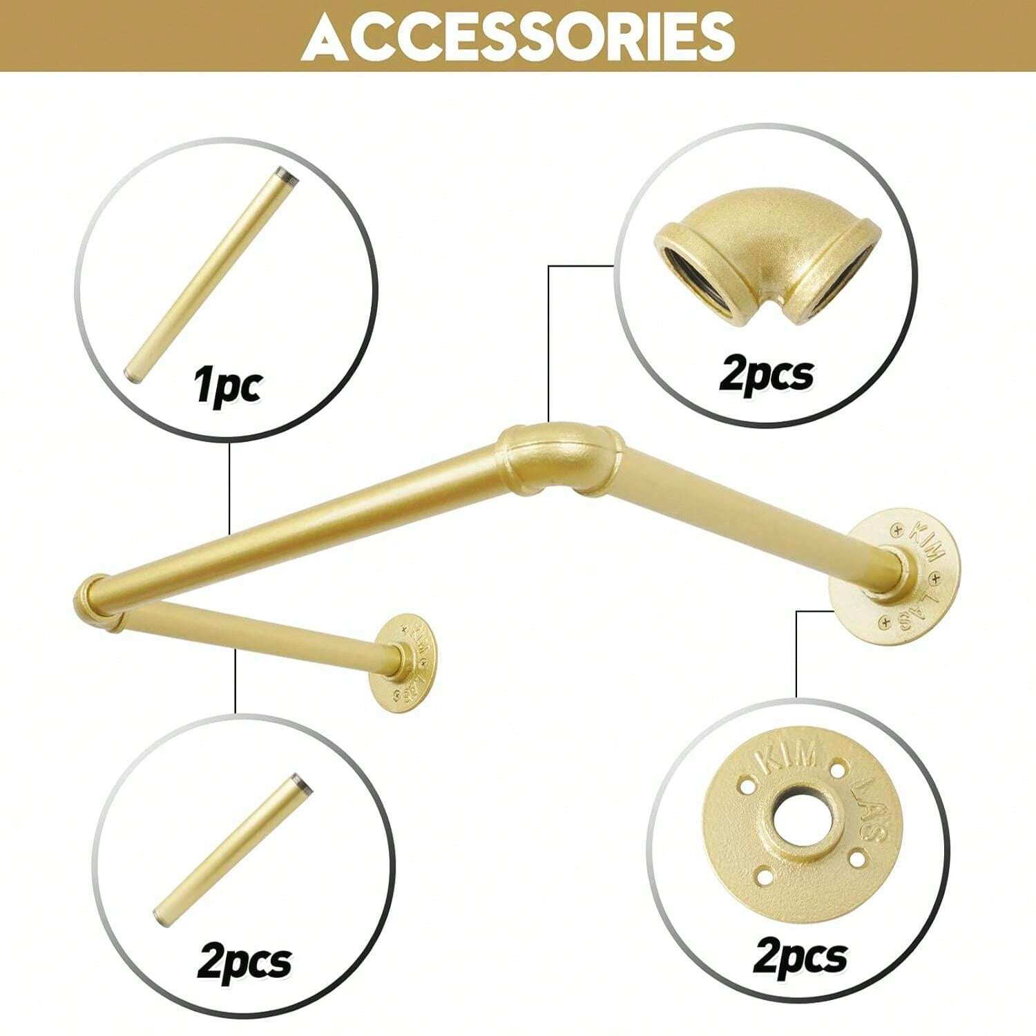 2 peças Suporte de Roupas de Cano Industrial de 42cm, Barra de Cabide ...