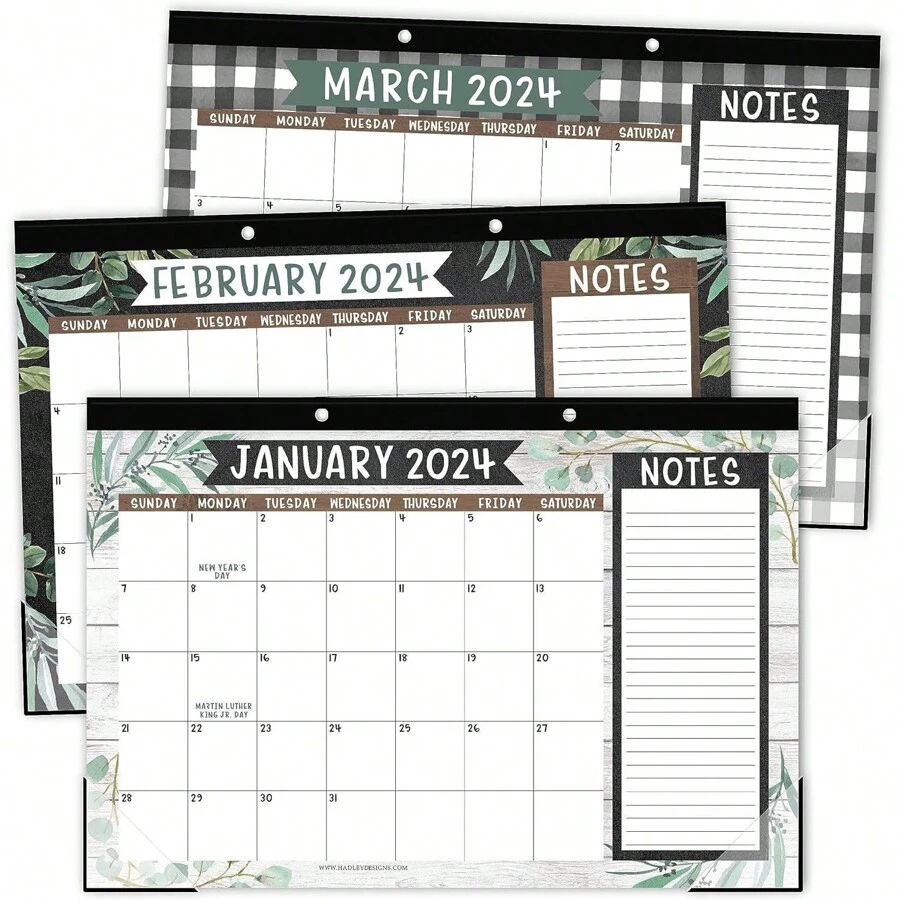Farmhouse Large Desk Calendar 2024-2025 - Desk Calender 2024 Monthly ...
