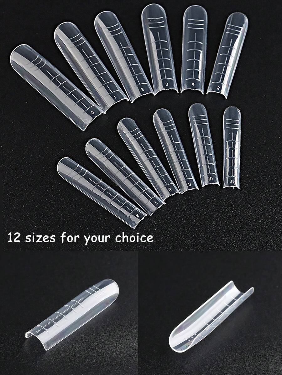 60 PCS Double Nail Shape Oval/Coffin/T Shape Gel Full Coverage Nail ...