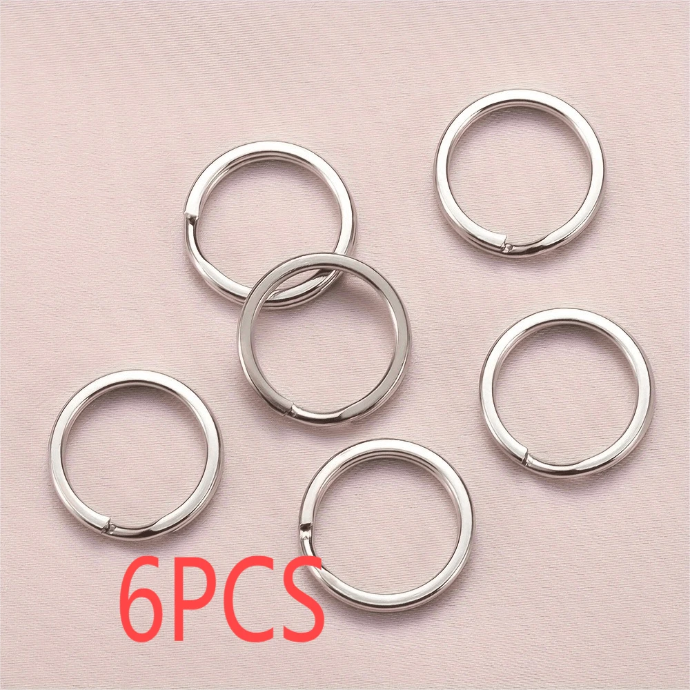6pcs Stainless Steel Flat Split Key Rings, DIY Keychain Jewelry ...