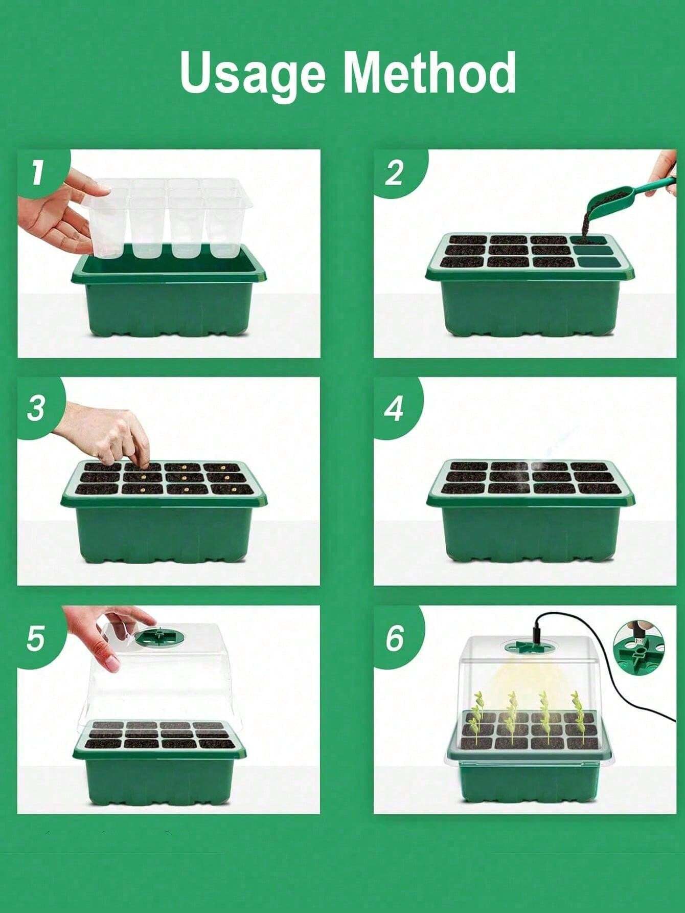 Thickened Planting Seedling Box With LED Growth Light And Ventilation ...