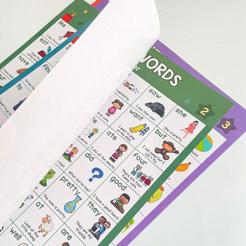 6 Sheets 220 Sight Words Poster A3 Extra Large Educational Posters And ...