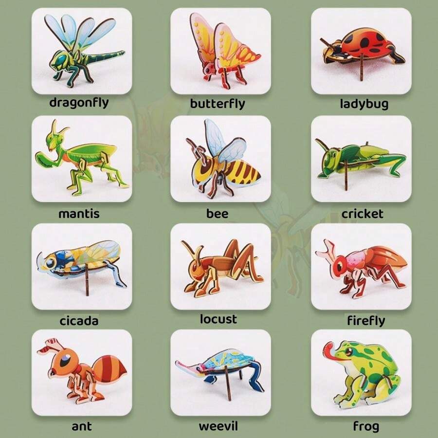 One Color Box Packed, Montessori Insect Jigsaw Puzzles Made Of Wood ...