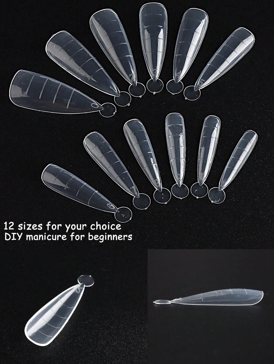 60 PCS Double Nail Shape Oval/Coffin/T Shape Gel Full Coverage Nail ...