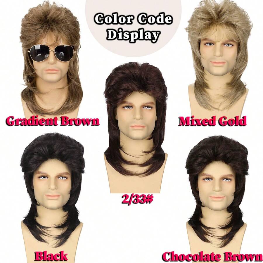 Blonde Mullet Wigs For Men 70s 80s Costumes Men Fancy Party Accessory ...