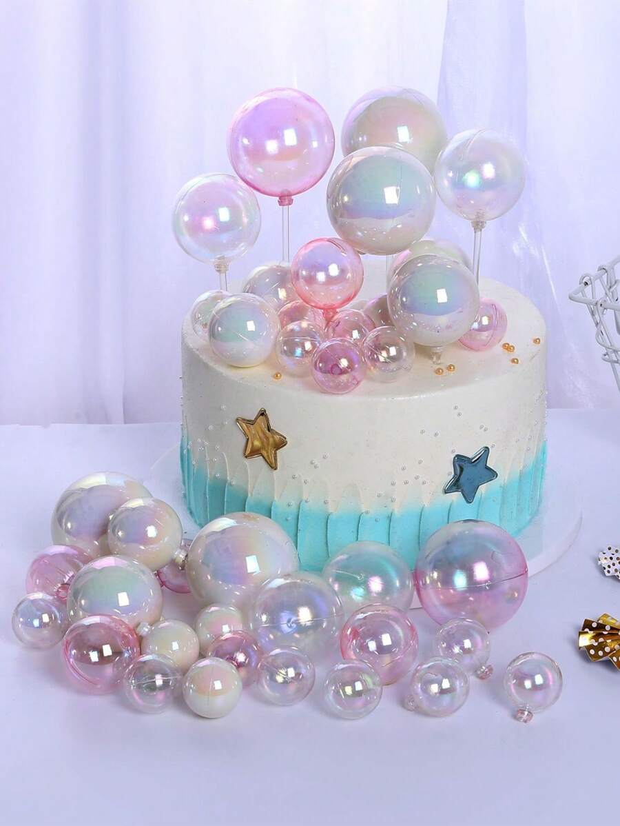 24 PCS Mini Colorful Balls Cake Topper DIY Cake Insert Topper Cake ...