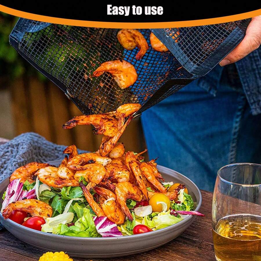 1pc Reusable BBQ Mesh Grill Bags For Outdoor Grill, Non-Stick Barbecue ...