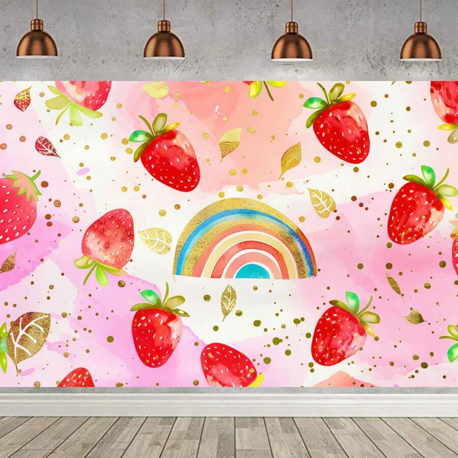 5*3 Ft Strawberry Backdrop 1st Birthday, Strawberry Photo Backdrop ...