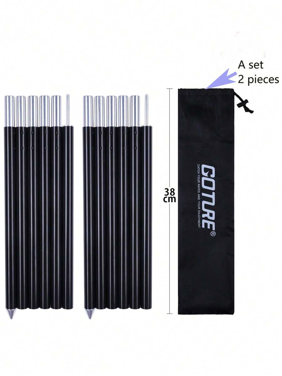 Goture 2Pcs 6 Sections Tent Canopy Stick Aluminium Alloy Tent Poles ...