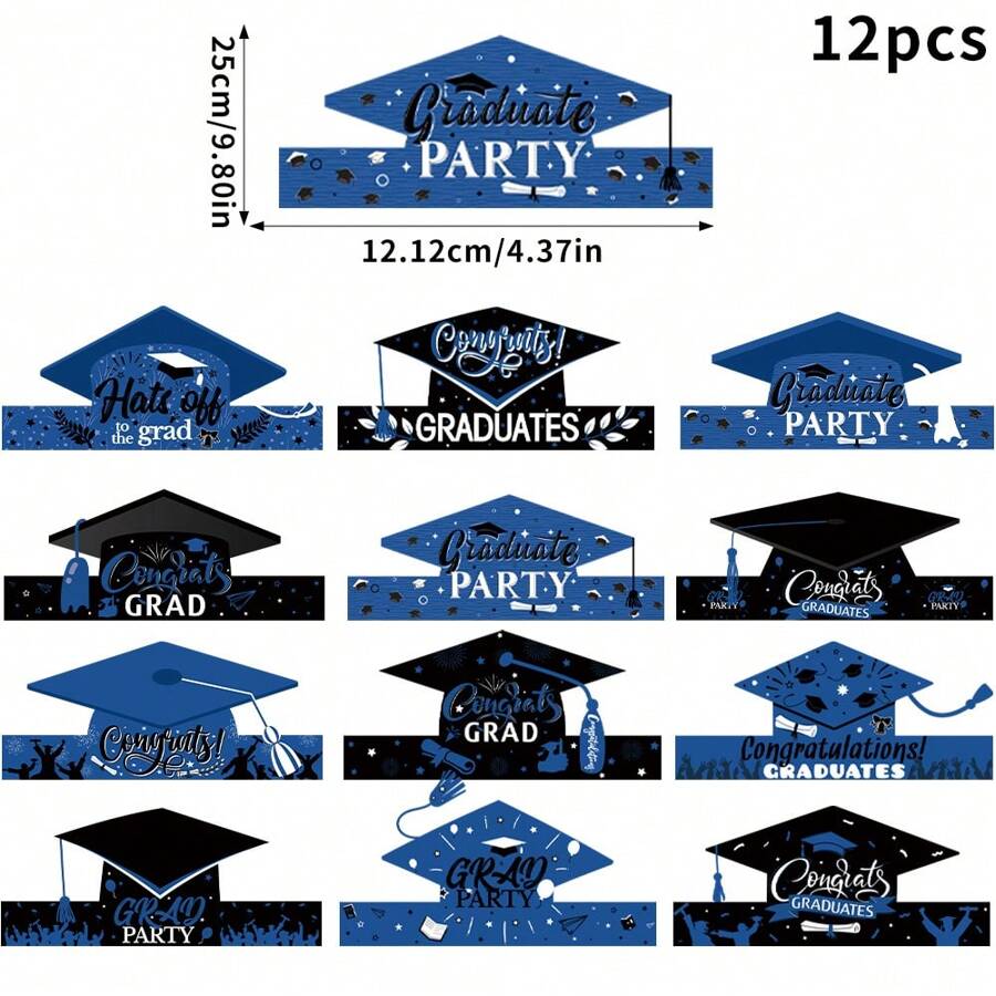 12PCS Congrats Grad Paper Caps, Graduation Paper Caps For 2024 ...