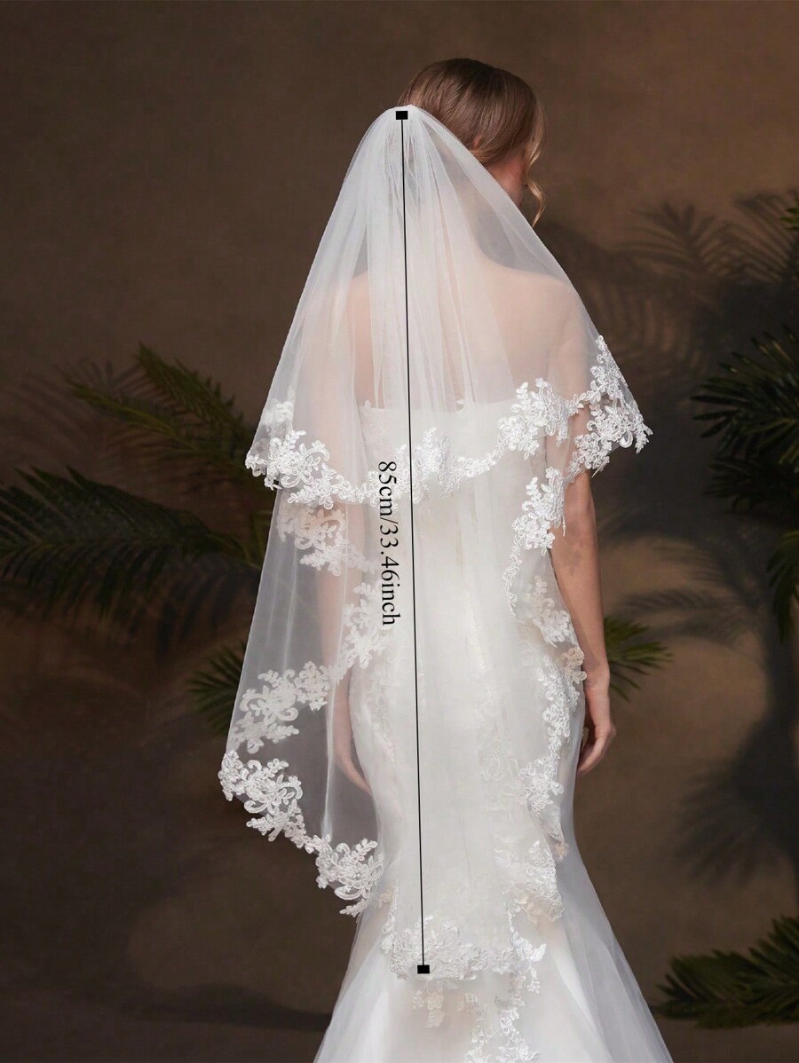 Floral Embroidery Mesh Bridal Veil With Hair Comb Wedding Veil For ...