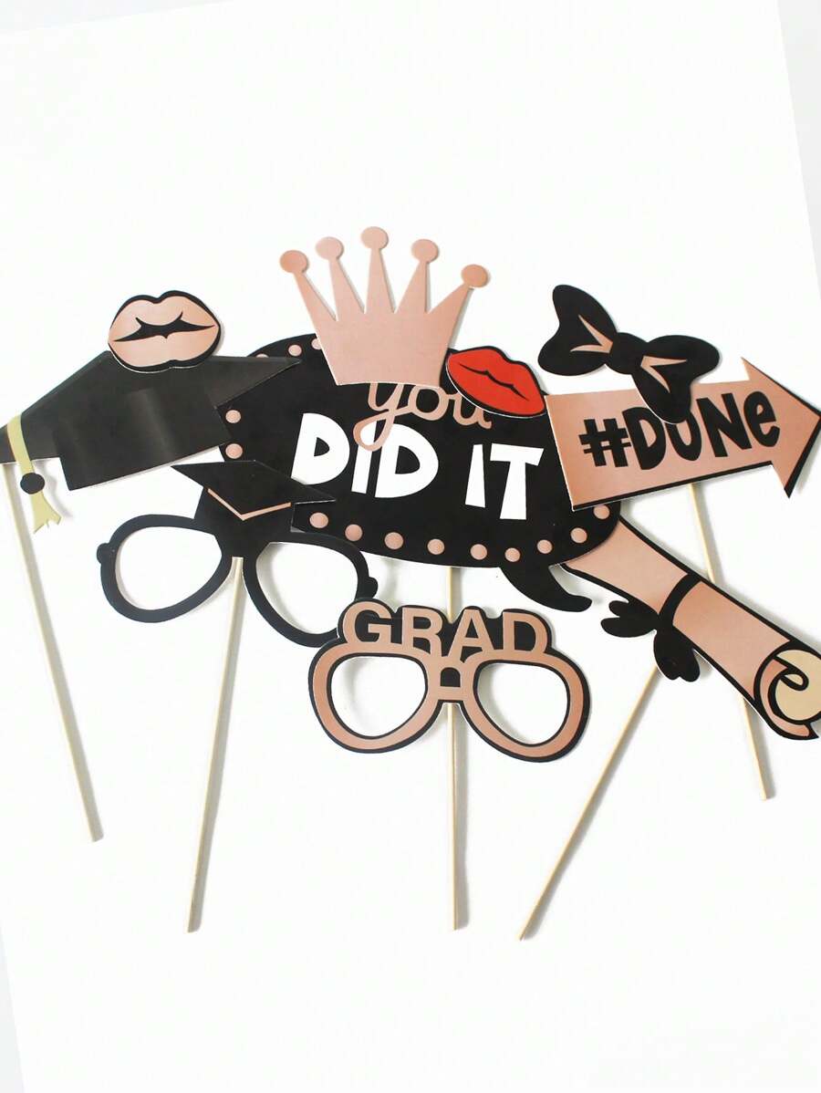 11pcs/Set 2024 New Graduation Party Photo Booth Selfie Frame Prop With ...
