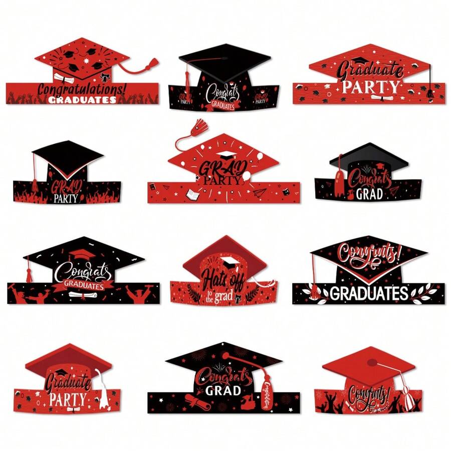 12PCS Graduation Paper Caps, Congrats Grad Paper Caps For Graduation ...